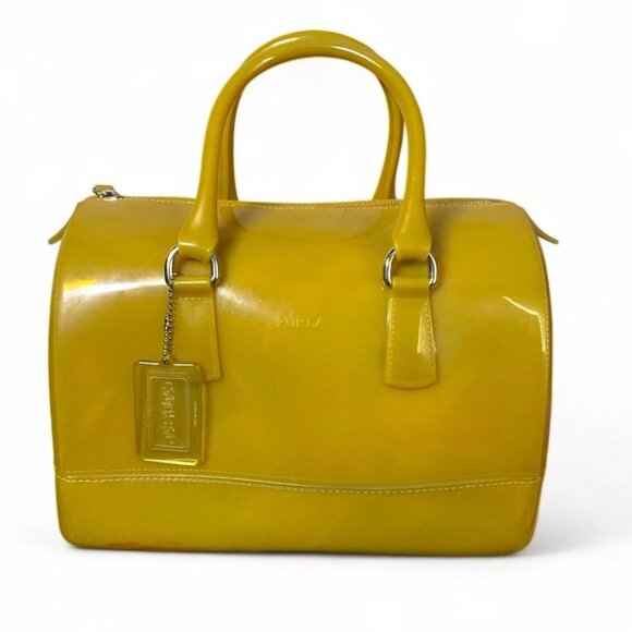 Furla | Bags | Furla Silicone Candy Handbag Bright Yellow With The Hang ...